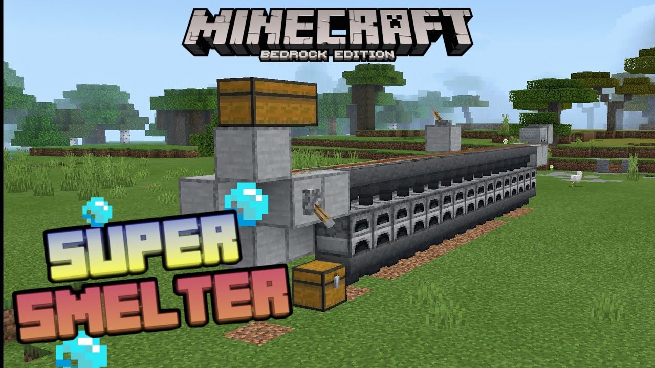 Easy super smelter for Minecraft bedrock edition ( Mcpe/windows 10/Xbox) - YouTube