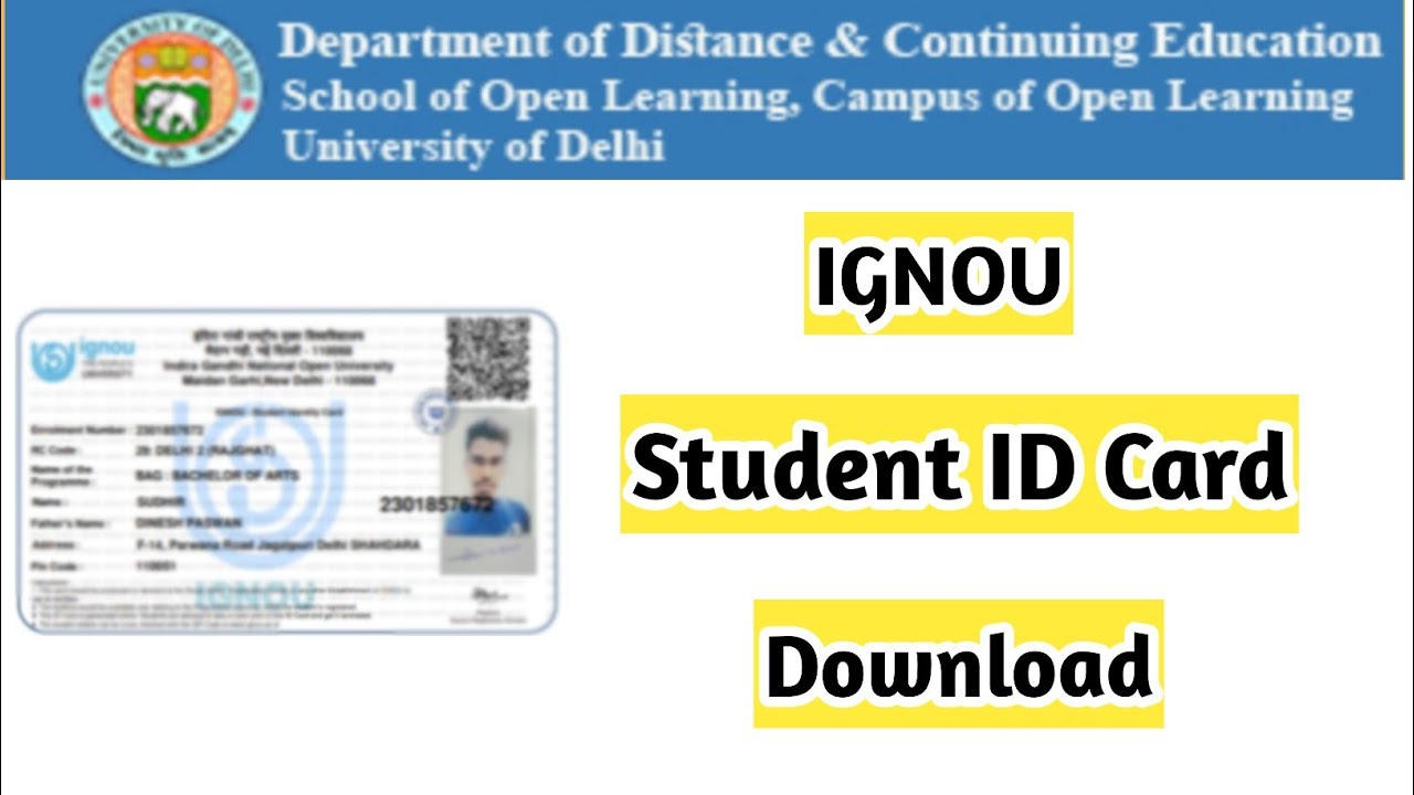 How To Download Students ID Card In IGNOU | Mister Ignou #ignou #result ...