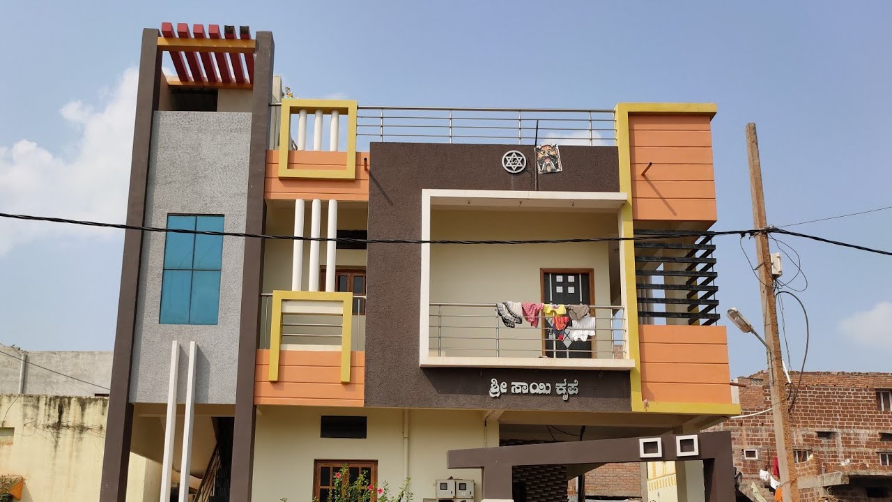 South face 30 by 40 double storey front elevation design - YouTube