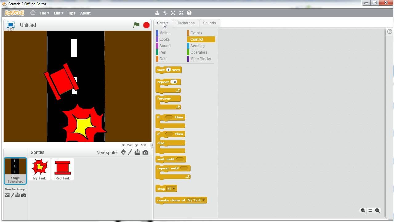 Scratch Programming Corrandulla CoderDojo Tank Game Lesson 4 - YouTube