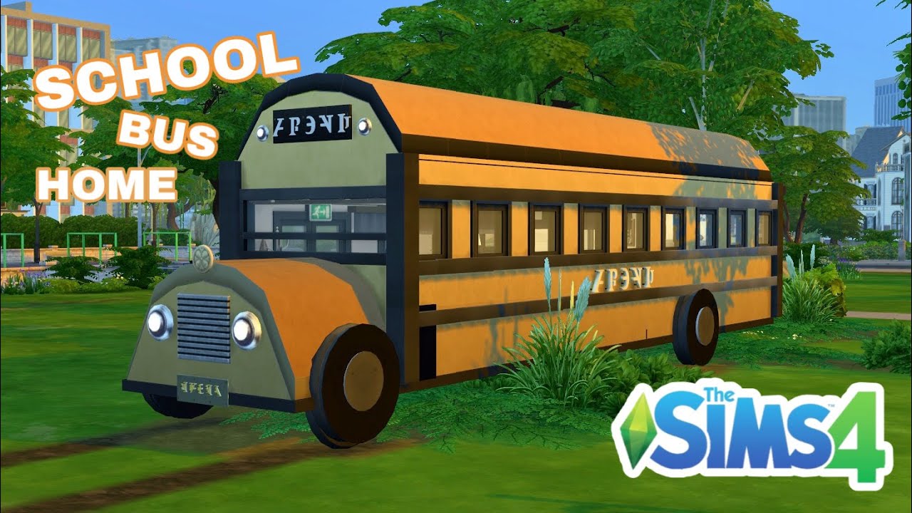 SCHOOL BUS HOME 🚌🌿🏫 // THE SIMS 4 - Speedbuild // no cc - YouTube
