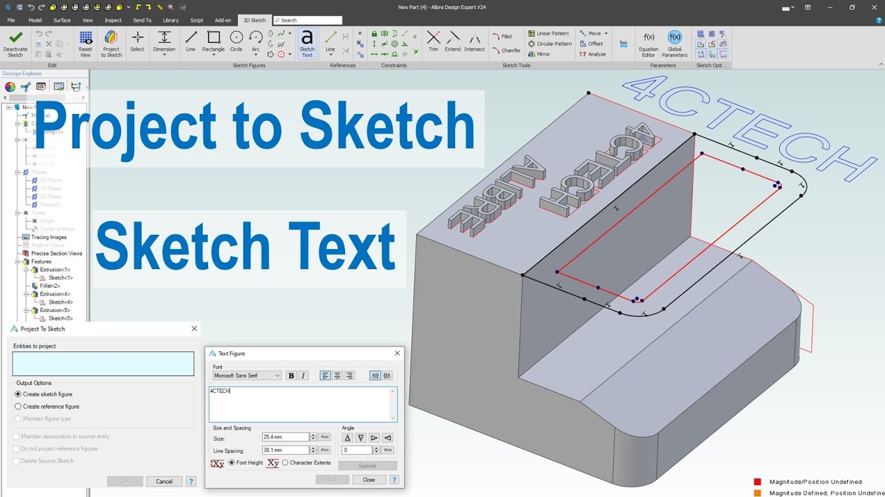 Alibre Design #11 | Sketch | Sử dụng lệnh PROJECT để chiếu Sketch và ...