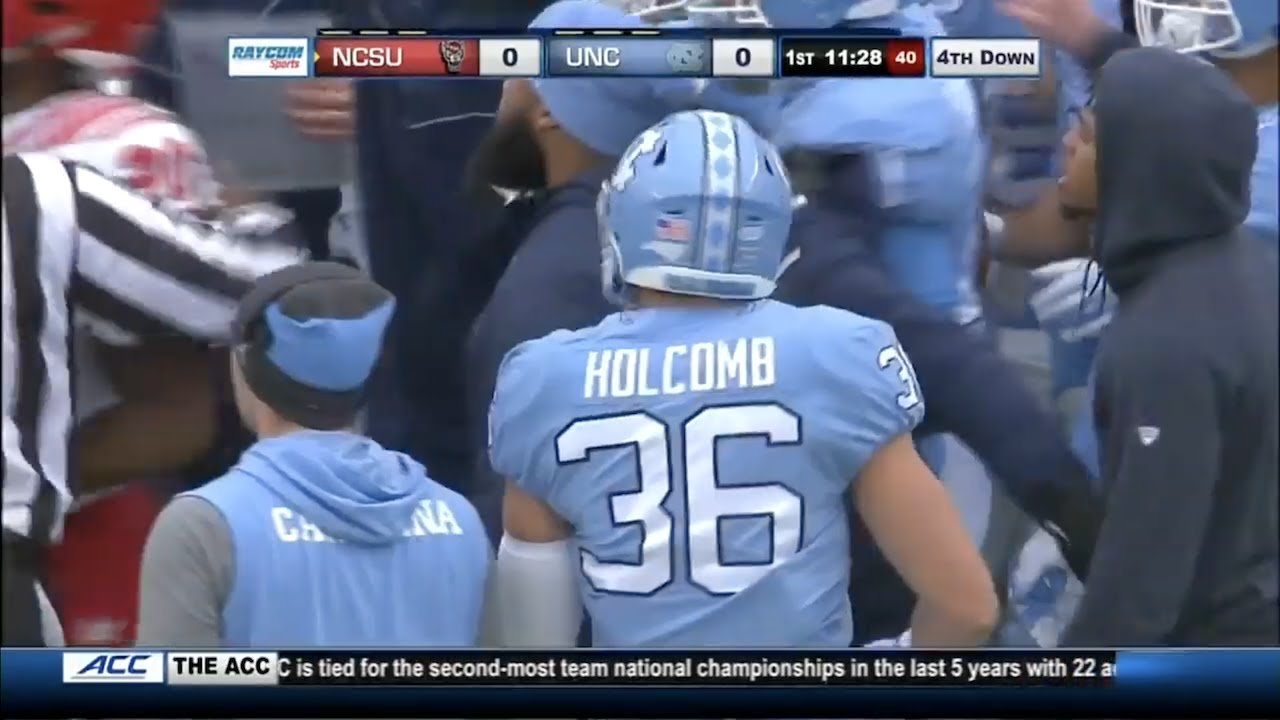 Cole Holcomb (North Carolina LB #36) Vs. NC State 2018 - YouTube