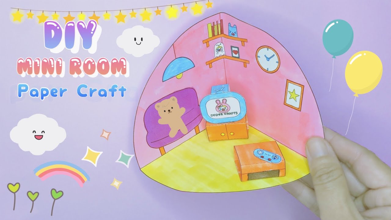 DIY Mini paper house room / How to make paper dollhouse / free ...