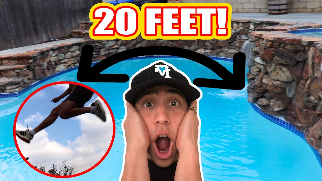 ATTEMPTING TO JUMP ACROSS A 20 FOOT POOL (UNBELIEVABLE) - YouTube