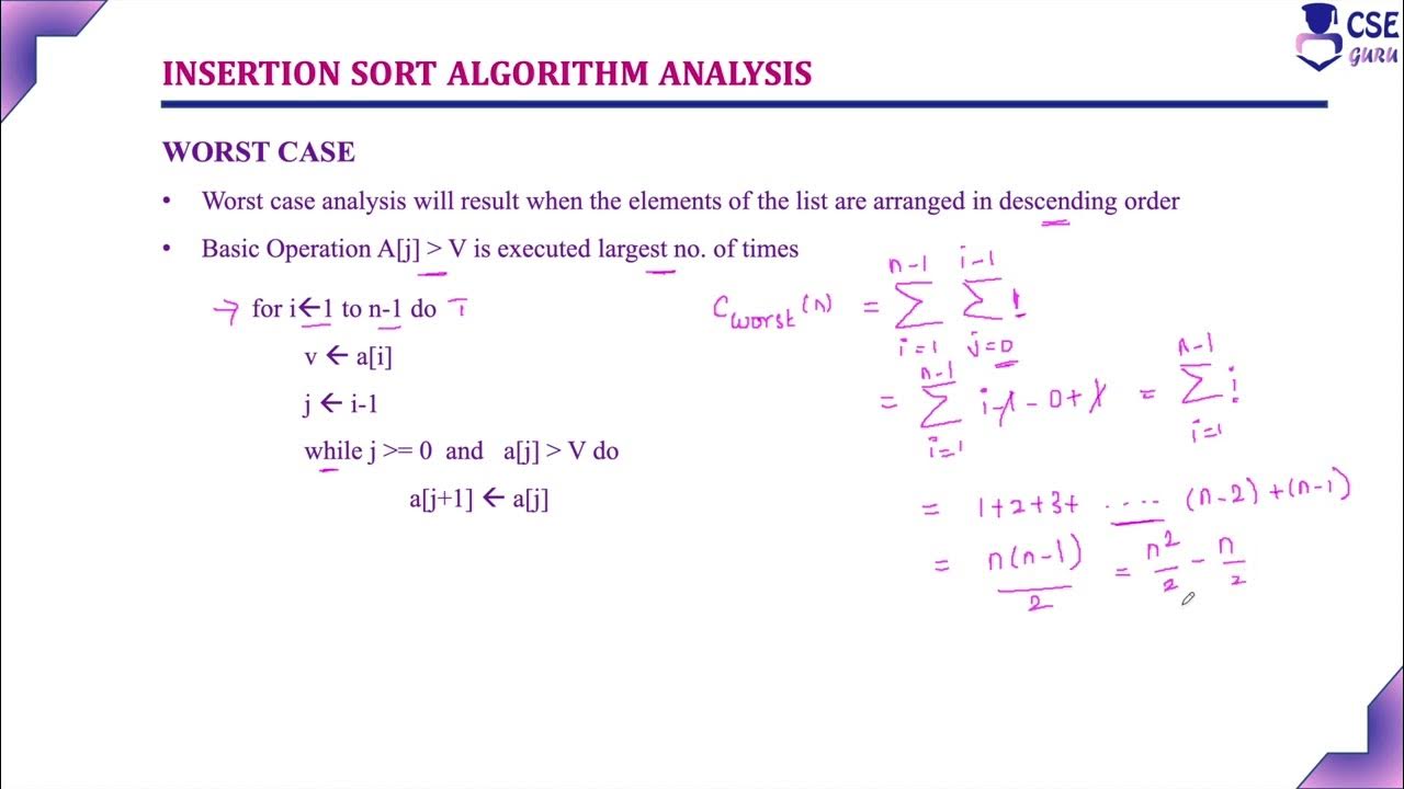 Insertion Sort Algorithm Analysis | Decrease & Conquer Tech. | L109 | Design & Analysis of ...