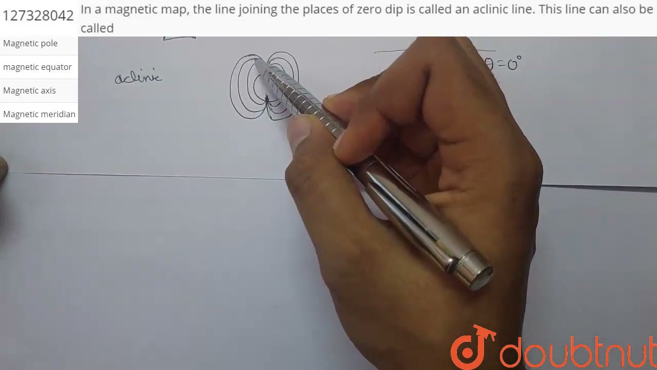 In a magnetic map, the line joining the places of zero dip is called an ...