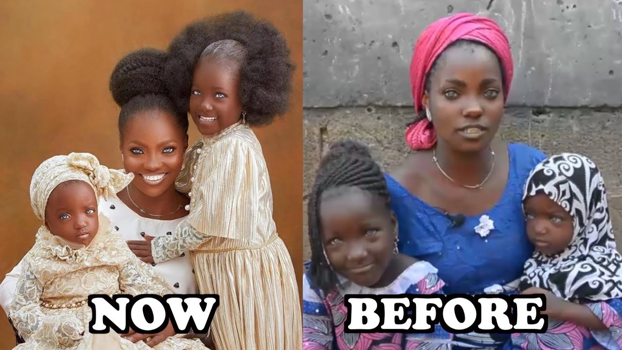 Stunning Transformation of Risikat and Her Daughters With Blue Eyes ...