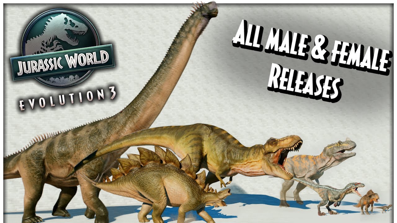 ALL JWE3 MALE and FEMALE Dinosaur Release Animations | Jurassic World ...