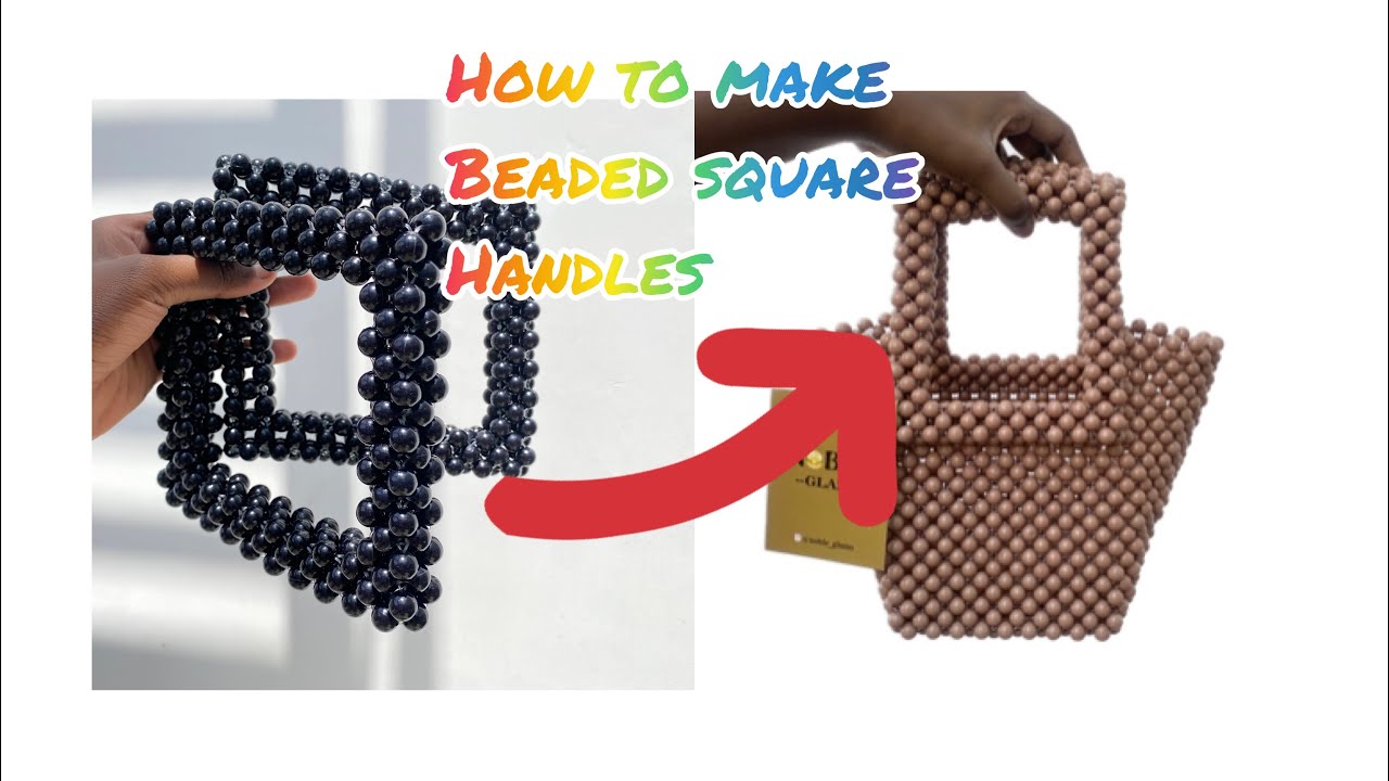 How to make beaded square handle// how to make beaded bag with square ...