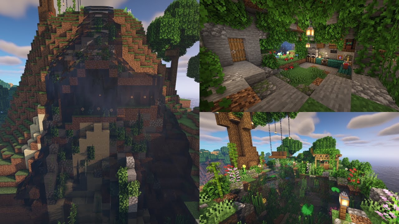 Minecraft Timelapse | Waterfall Cave Base with “Secret” Garden ...