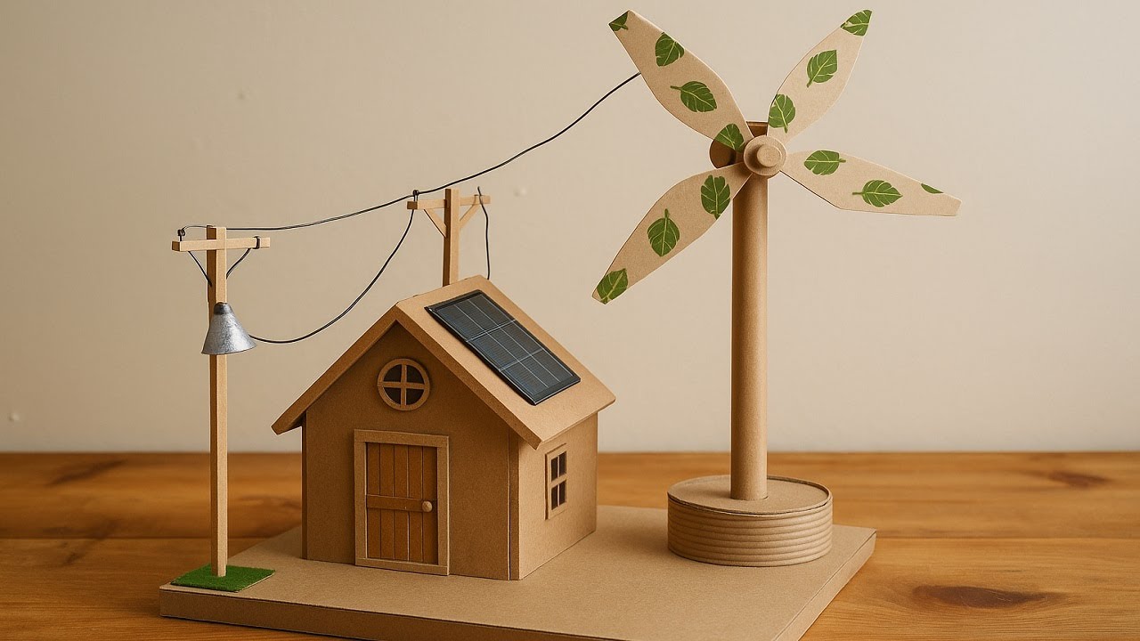 How to make working model of a wind turbine and sun panel from ...