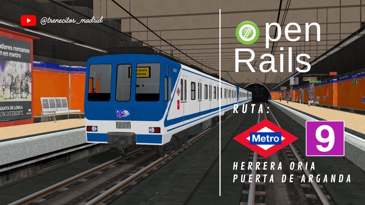Línea 9 - Metro de Madrid con un 5000 2º en modo ATO/ATP - Open Rails ...