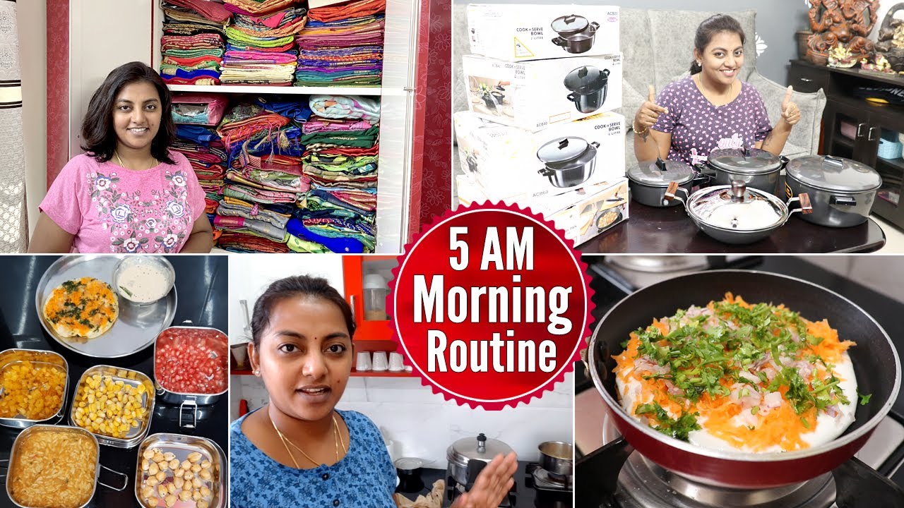 My New Cookware Collection 😍😍 | 5 AM Morning Routine | Kids Lunch box ...