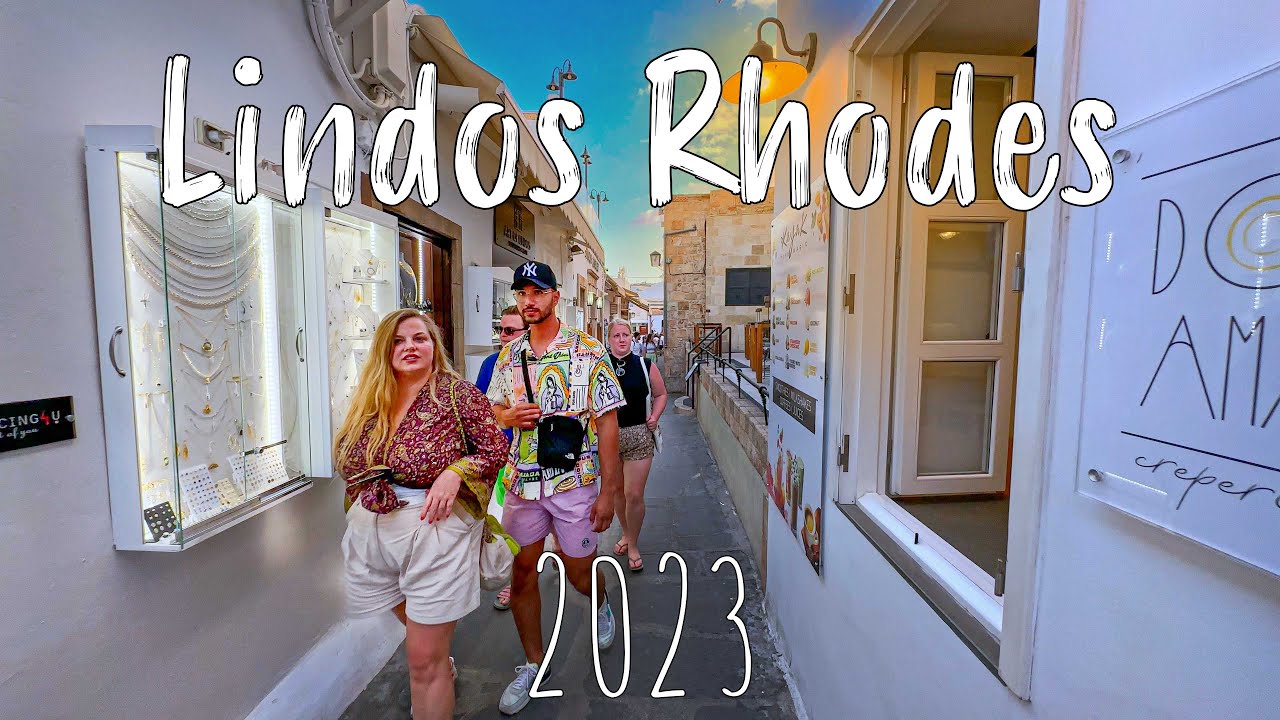Lindos Rhodes | evening walking tour in 4k through lindos, Rodos Greece ...