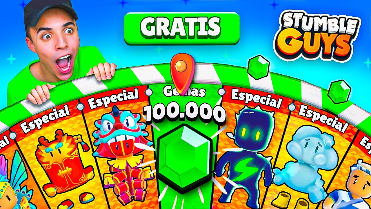 Compré x100 NUEVAS RULETAS *GRATIS* en STUMBLE GUYS! 🤑 100.000 GEMAS ...