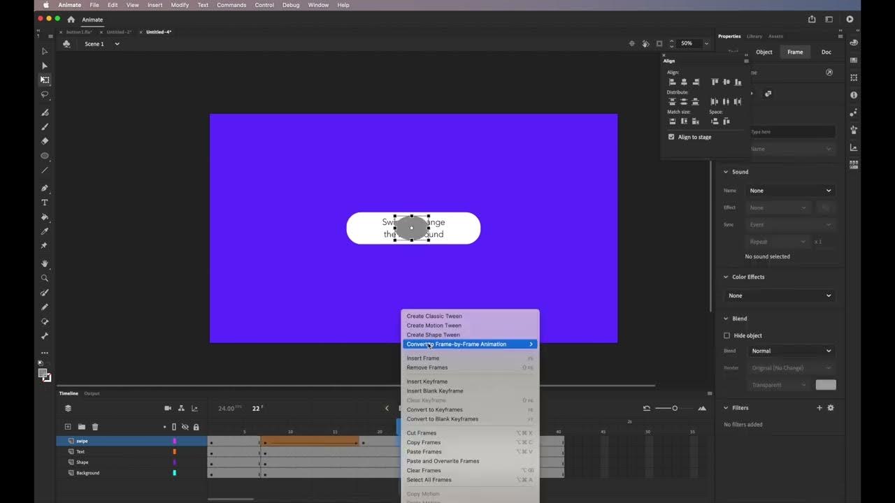 Animating a button using Shape Tween- Adobe Animate CC Tutorial - YouTube
