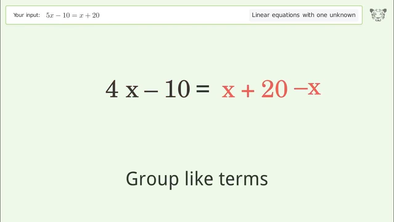Solve 5x 10 x 20 Linear Equation Video Solution Tiger Algebra YouTube solve-5x-10-x-20-linear-equation-video-solution-tiger-algebra-youtube