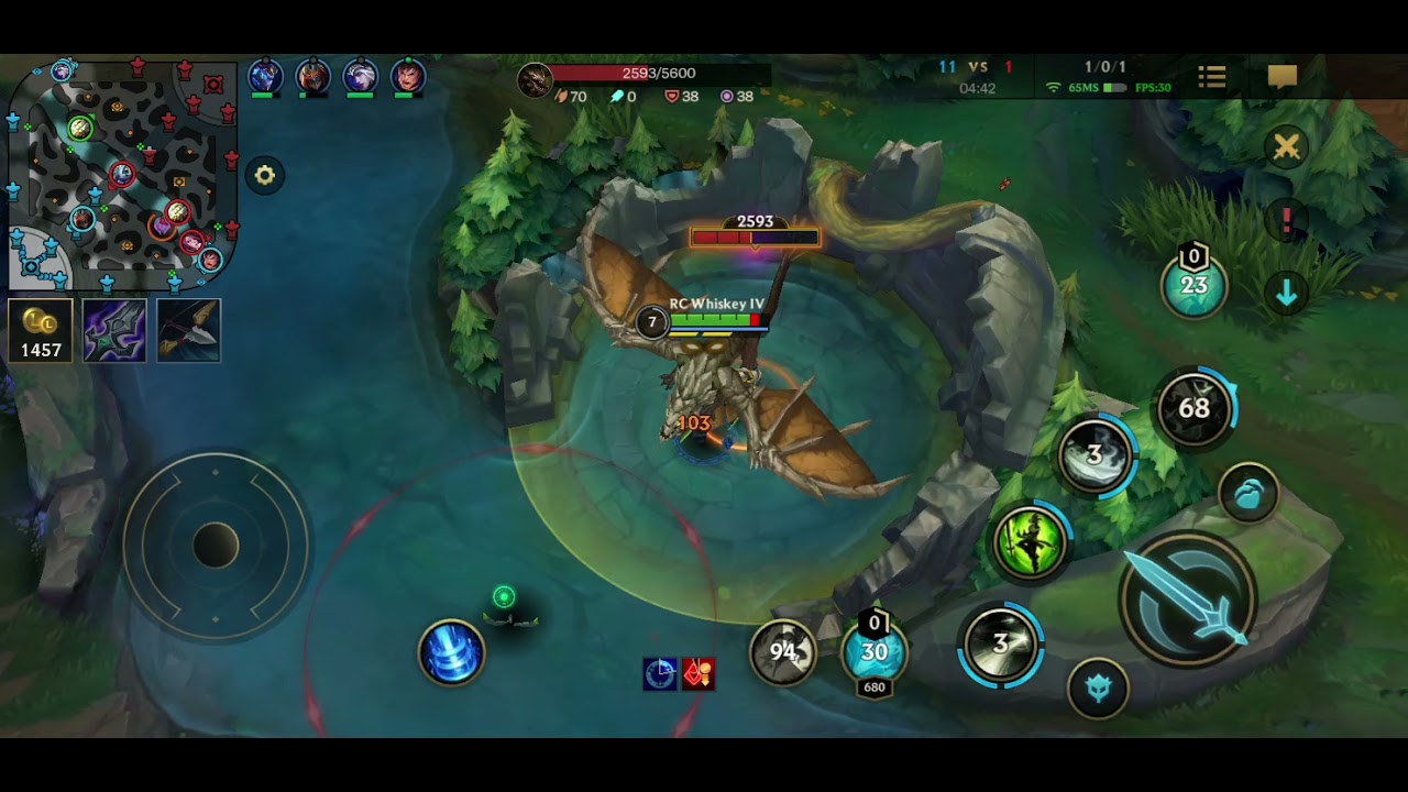 Beginner playing League of Legends Wild Rift 2nd game - YouTube