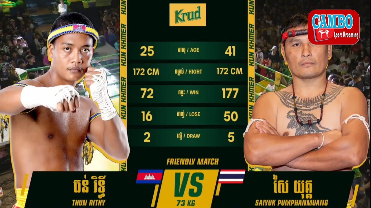 THUN RITHY (ធន់ រិទ្ធី) Vs SAIYOK PHUMPHAN MUANG - KUN KHMER: THE ...
