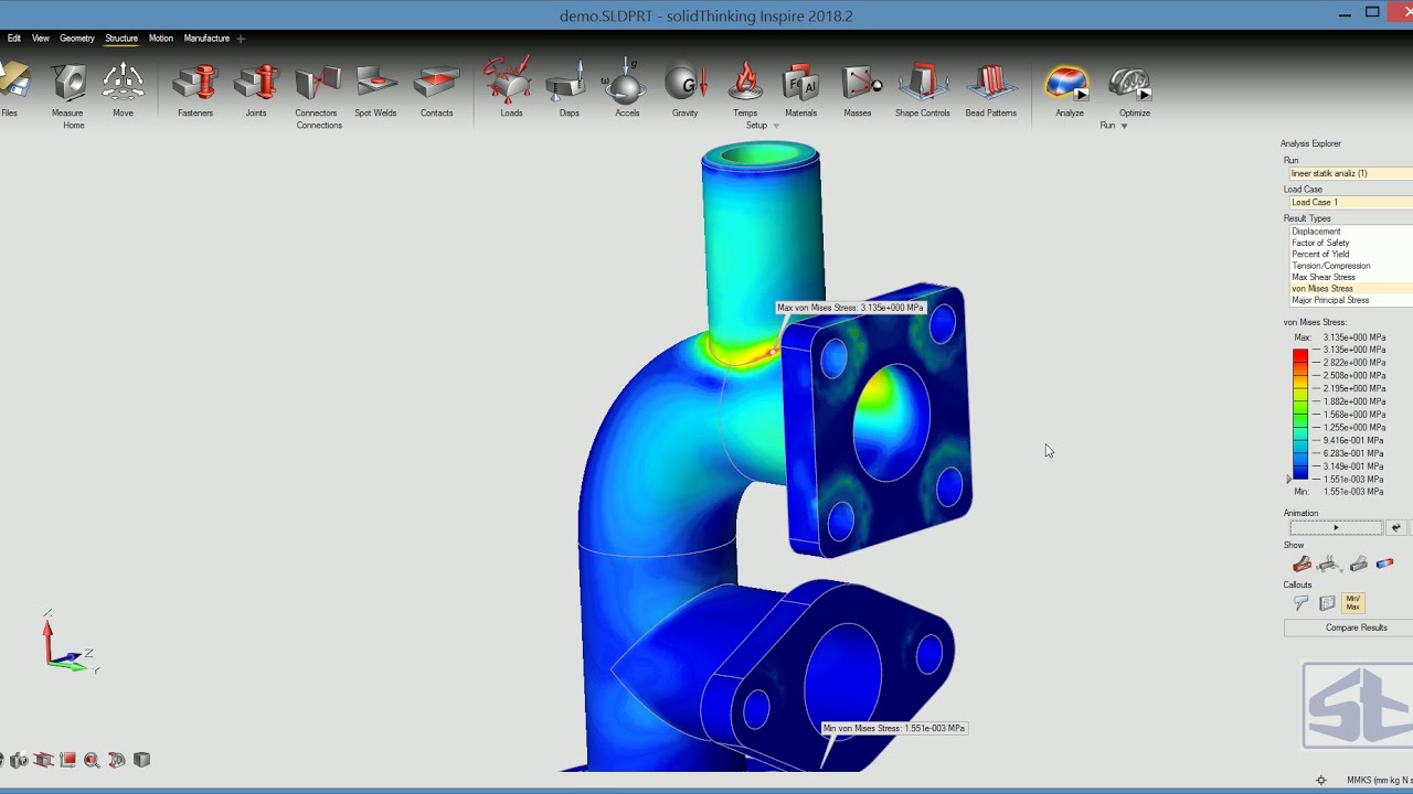 Lineer Statik Analiz - solidThinking Inspire - YouTube