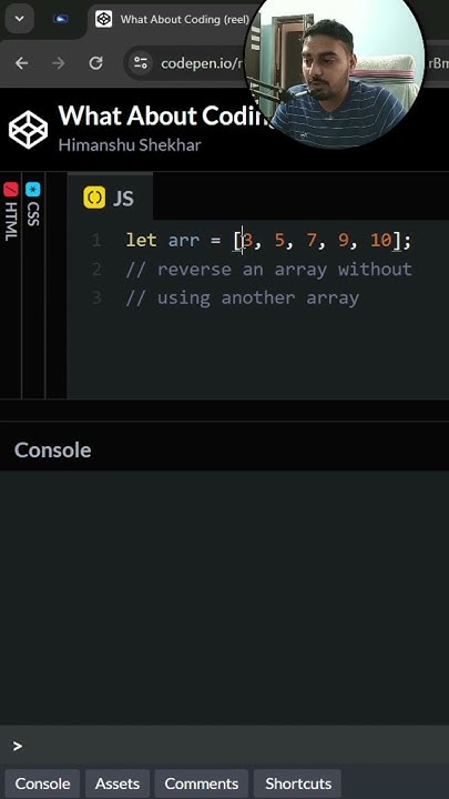 Reverse An Array Javascript Javascriptarrays Coding Dsa Youtube