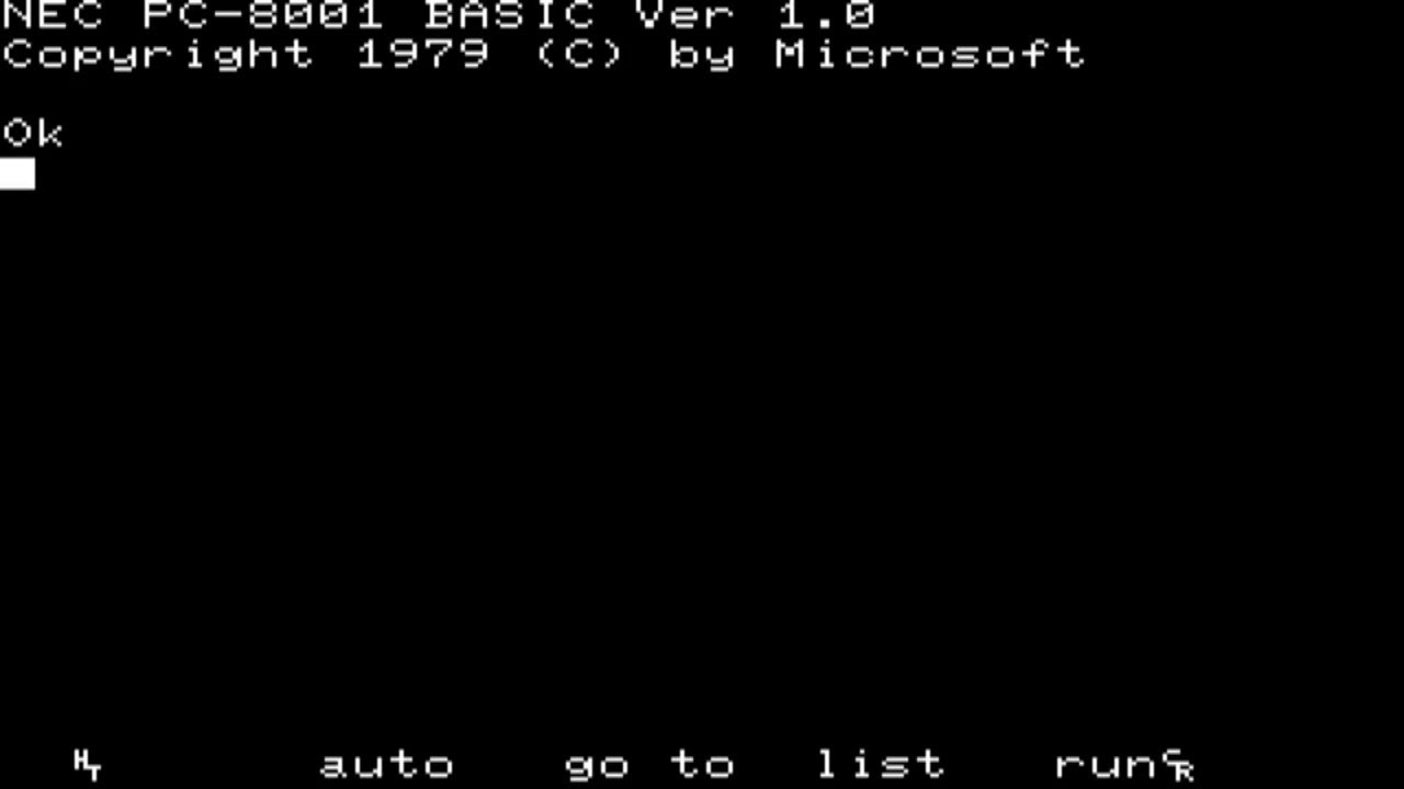 NEC PC-8001 N-BASIC v1.01 - YouTube