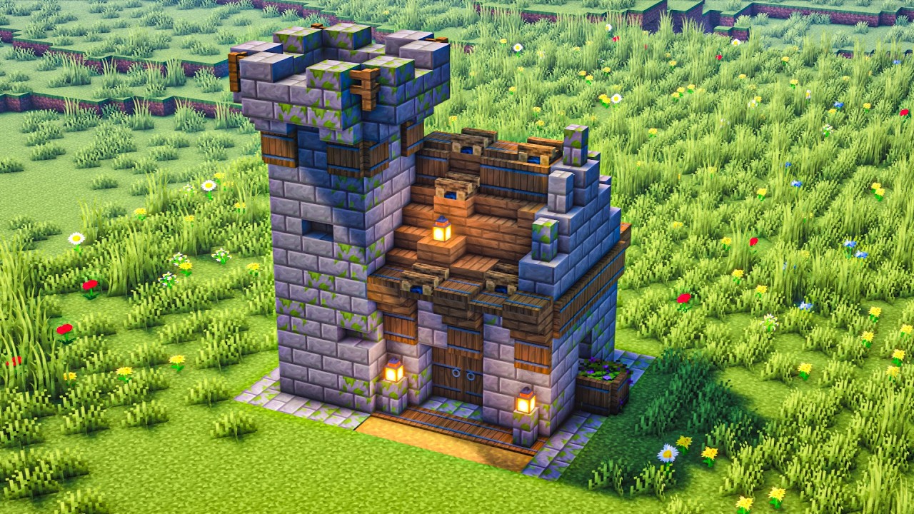 How to Build Castle Stone Brick Base Minecraft Tutorial - YouTube