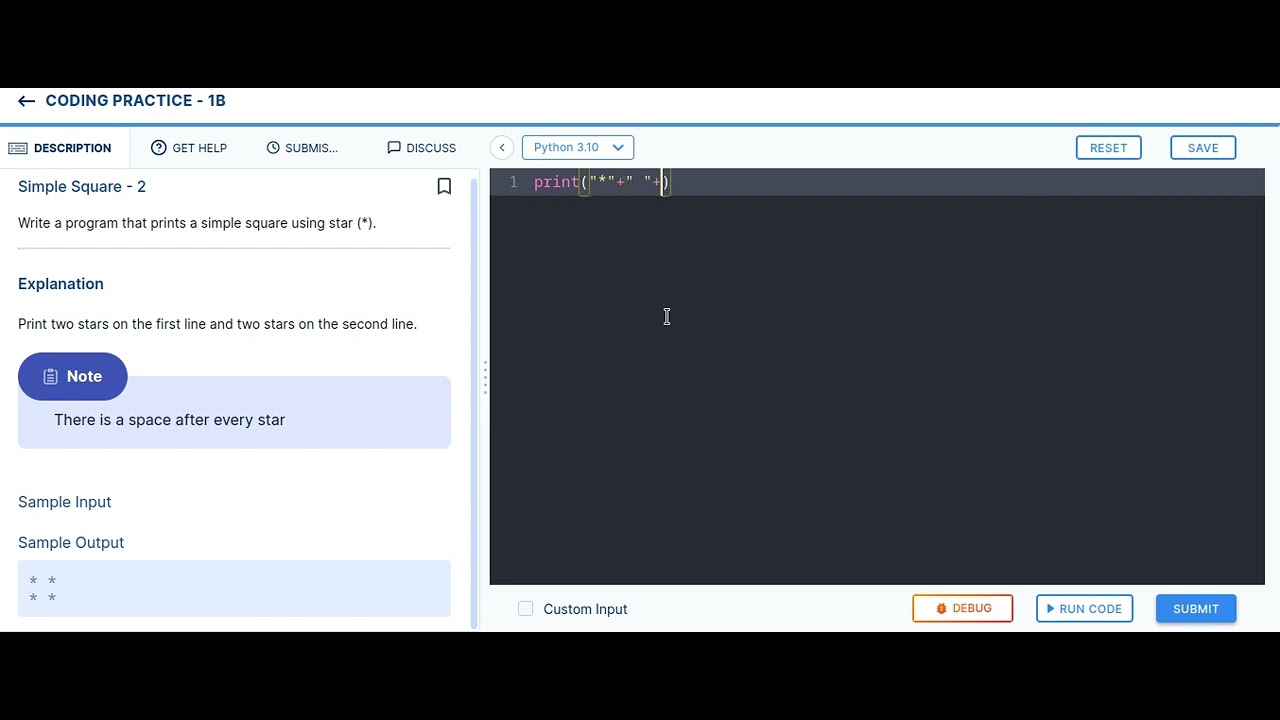 simple square 2 #ccbp4 #coding practice - 1B - YouTube