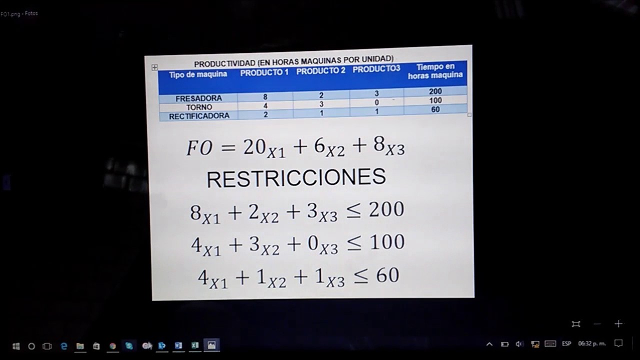 MÉTODO SIMPLEX EN EXCEL USANDO COMPLEMENTO SOLVER - YouTube