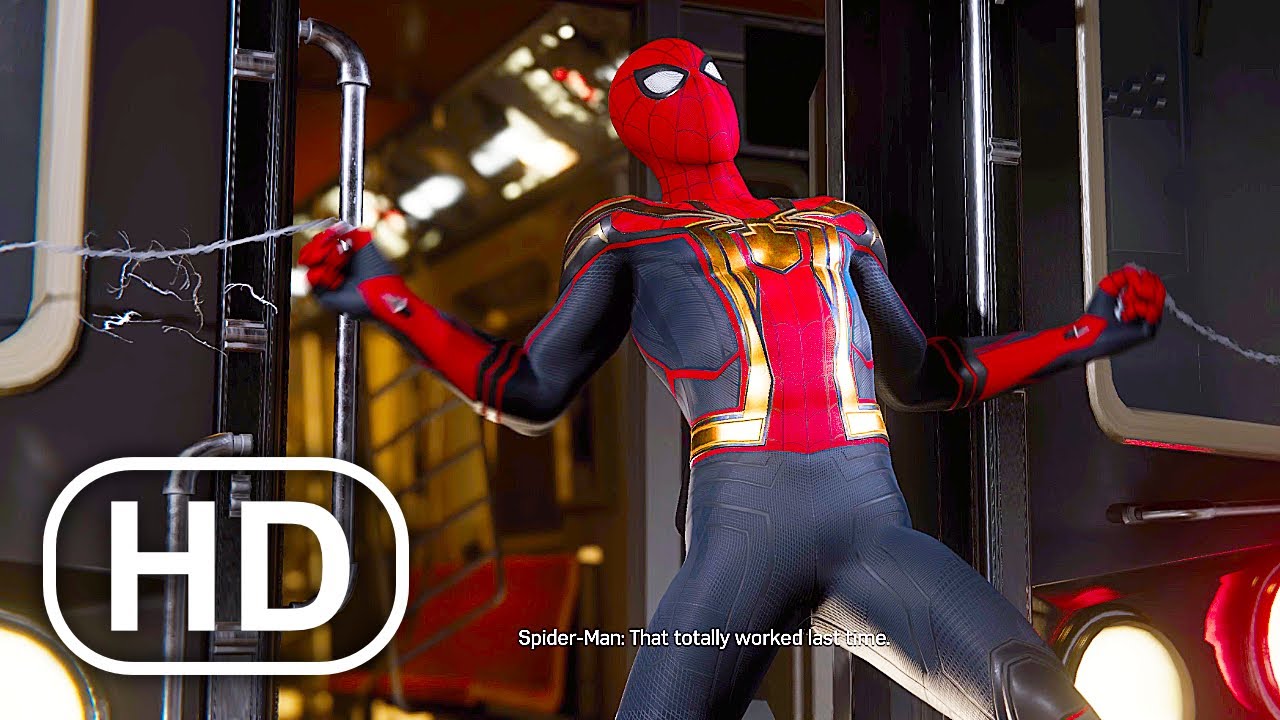 Spider-Man Stops The Train From Crashing Scene - Spider-Man No Way Home ...