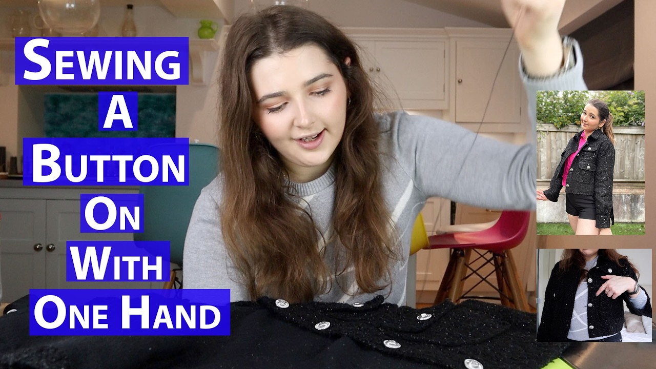Sewing a button on a Jacket with one hand - YouTube