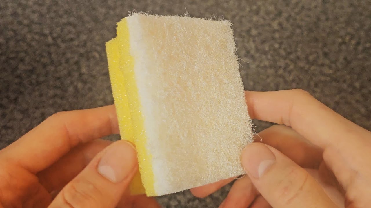 White Scour Kitchen Sponge | Scratching, Dry Squeezing & Ripping - YouTube