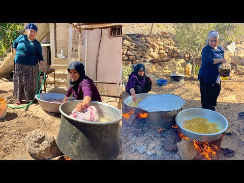 TEYZEM KÖY EVİ YEMEK DAVETİ 😍 BÜYÜK KAZANDA KUZU ETİ LEZZETLİ KÖY YEMEĞİ VLOG