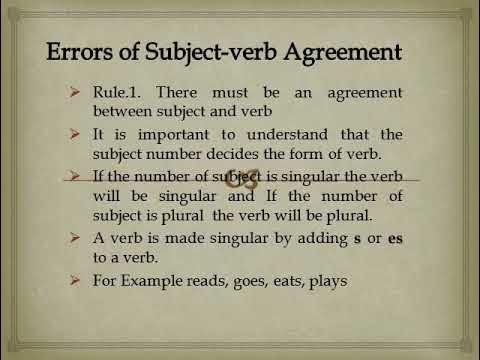Errors of Subject verb Agreement.Correcting errors lecture.1 - YouTube