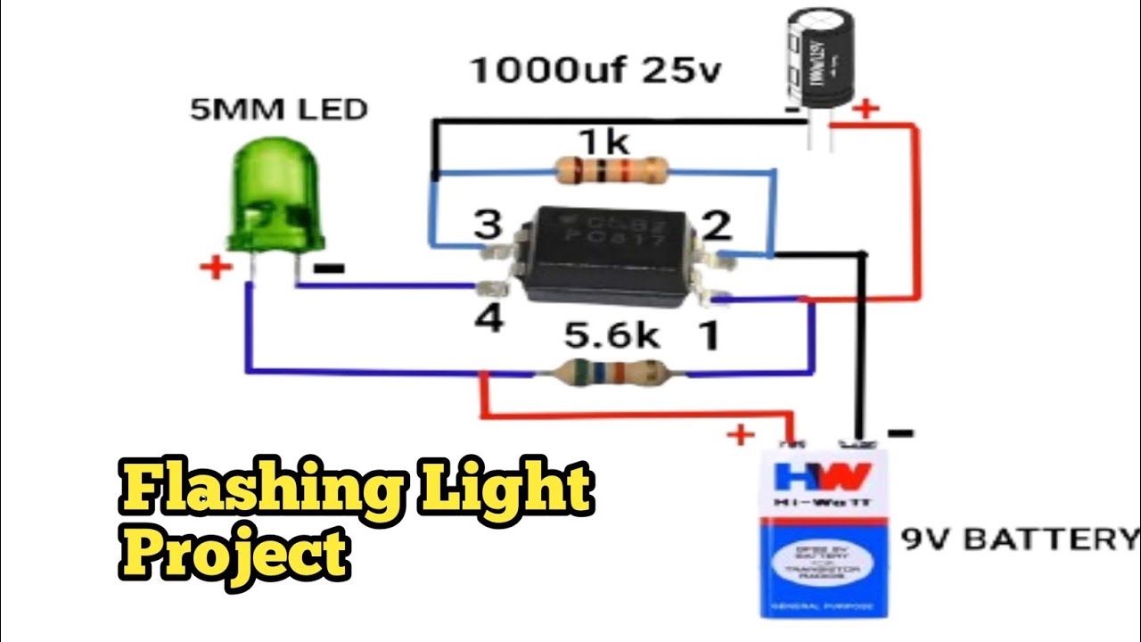 Battery Flashing Led Circuit LED Blinking Circuit Kit With 5mm LEDs,