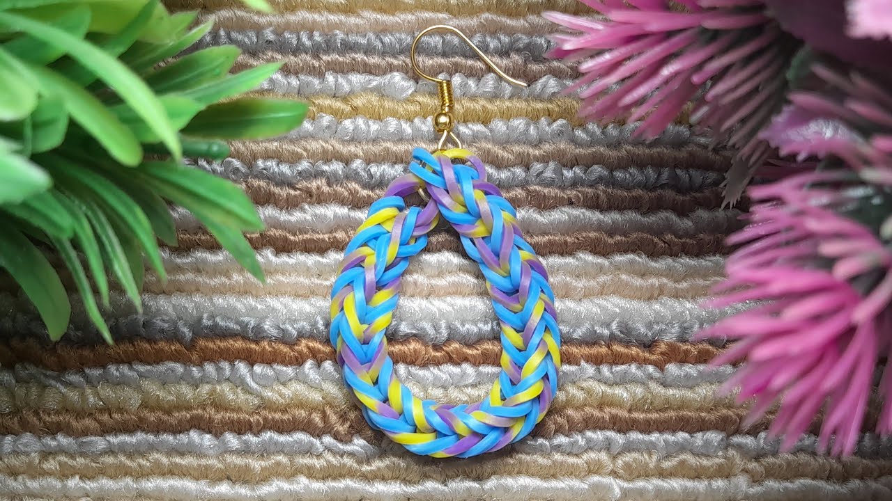 Loom Band Earring Sky & Yellow 💛 || How to Make Loom Band Earring ...