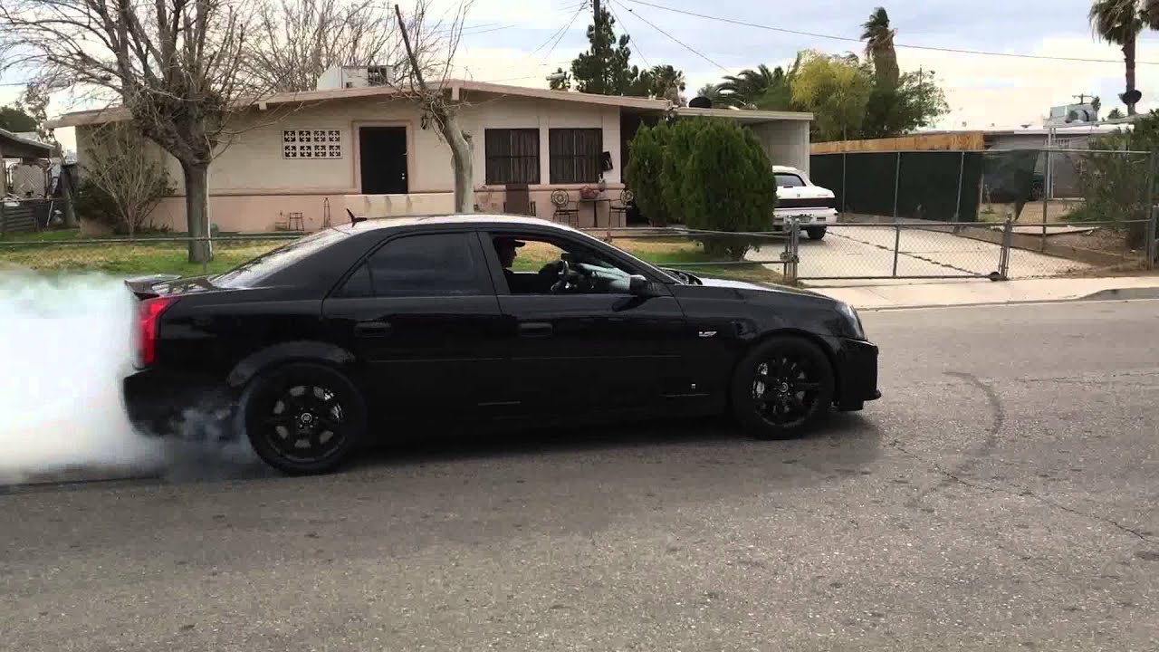 2007 Cam/headers Cadillac CTS-V burnout - YouTube