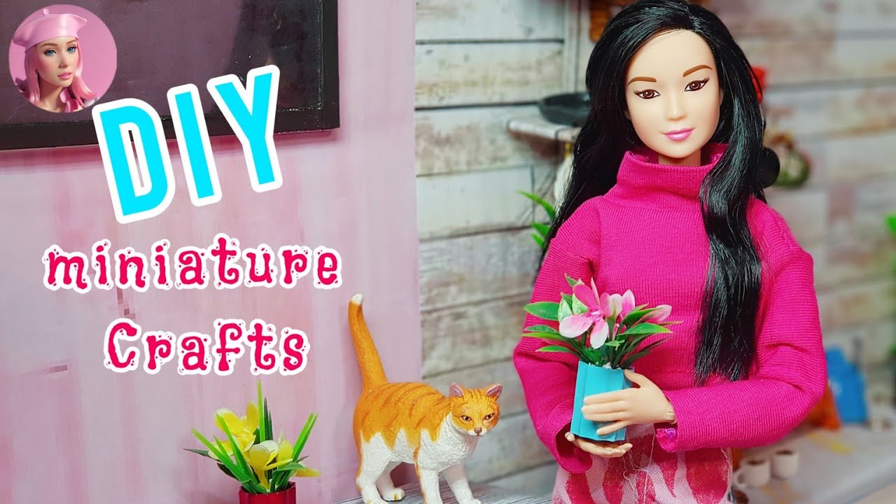 DIY Miniature plants and glasses for barbie dolls : easy crafts for ...