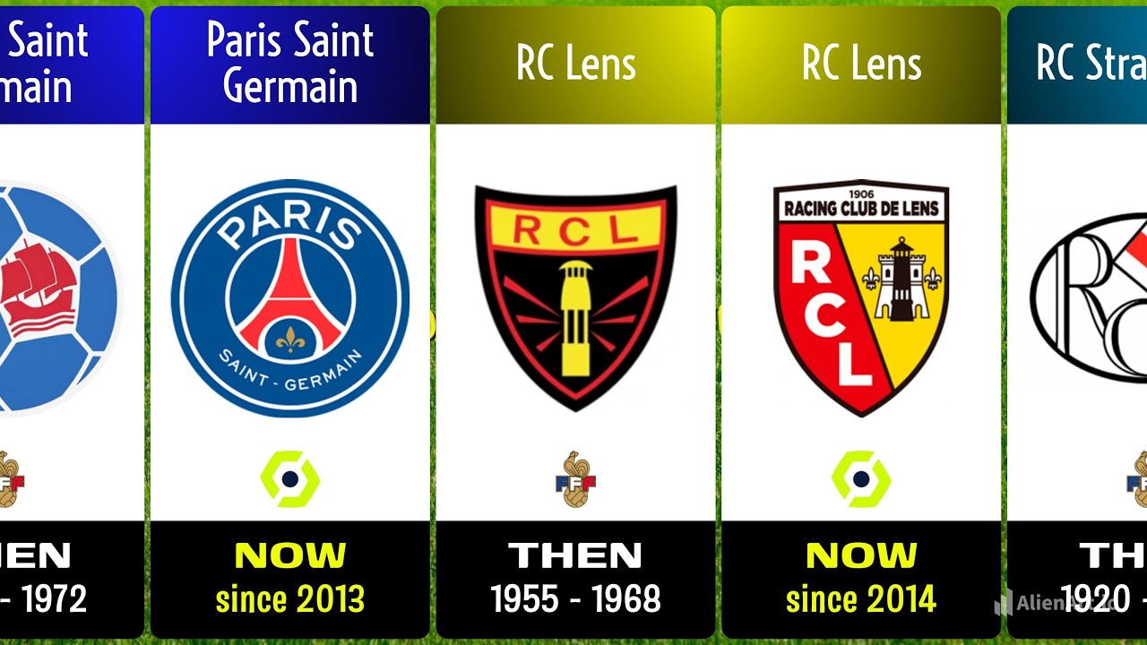 The Evolution Of French Ligue 1 2023/24 Club Logo: Then VS Now - YouTube