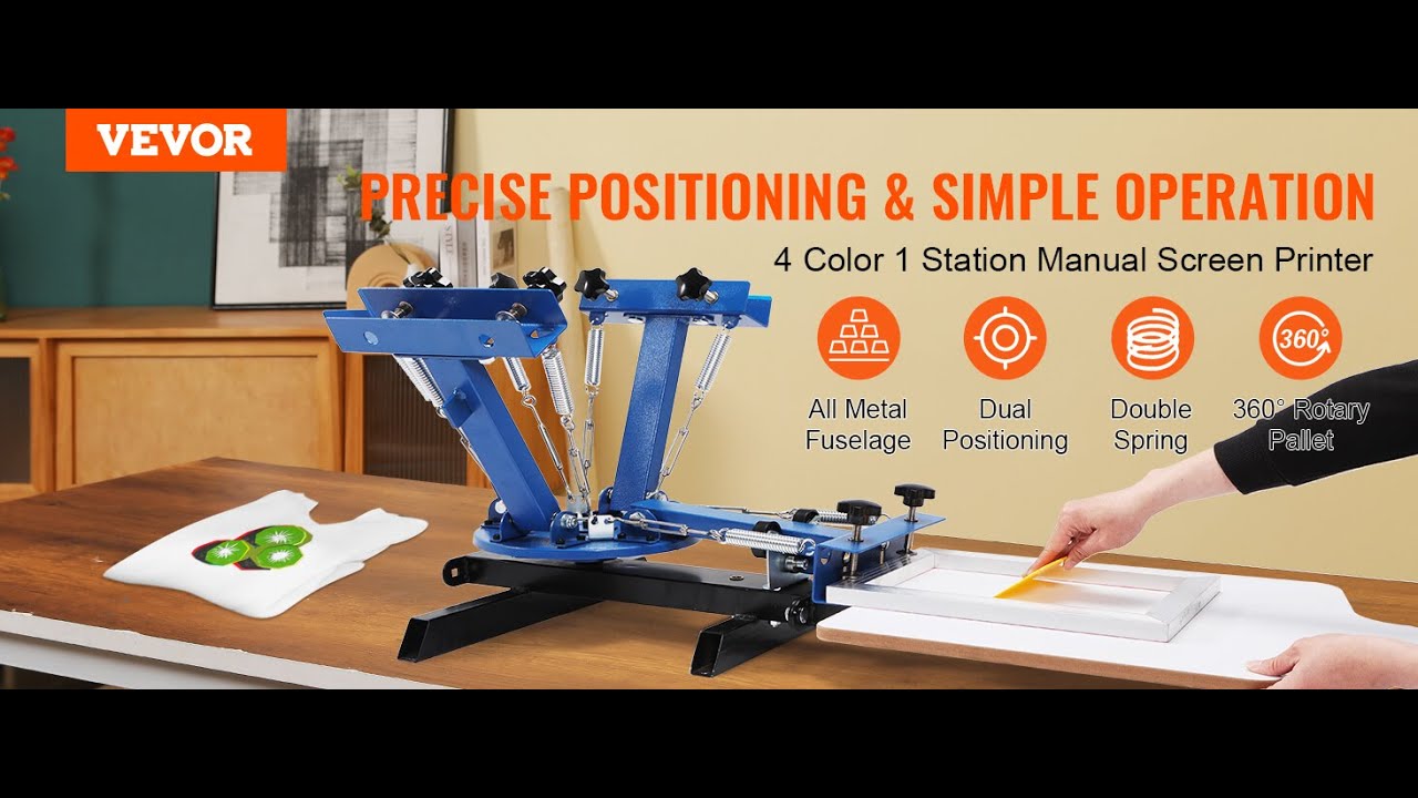 VEVOR Screen Printing Machine 4 Color 1 Station - YouTube