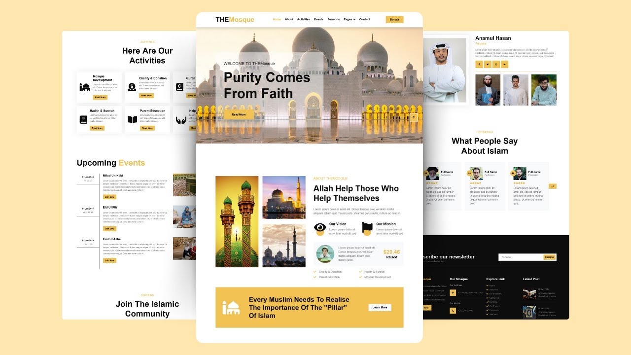 How To Create Mosque Website Using HTML CSS Bootstrap & JavaScript ...