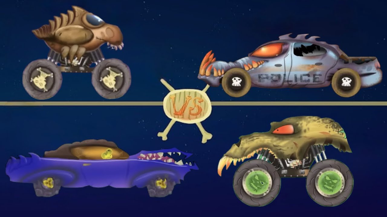 SCARY MONSTER TRUCK VS SCARY CAR SCARY POLICE CAR & SCARY MONSTER TRUCK ...