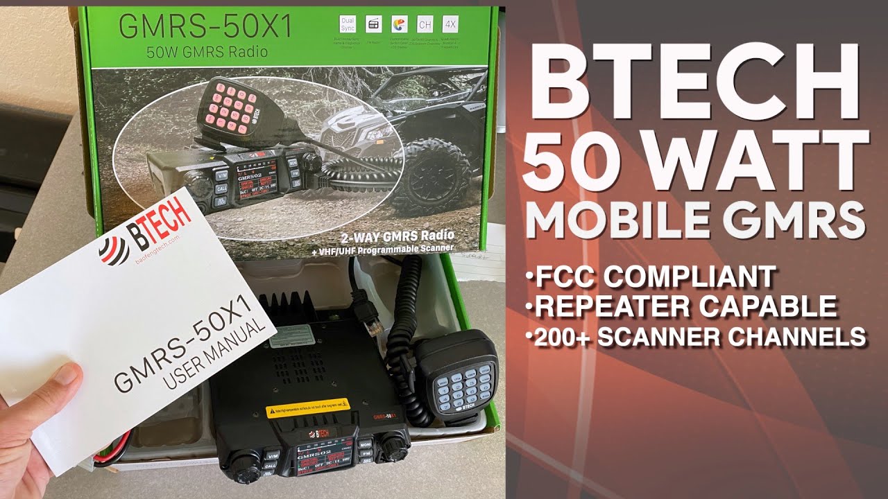 BTech GMRS 50X1 - 50 Watt GMRS Mobile Radio - FCC Part 95 Compliant ...