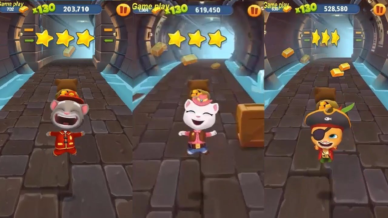 Talking Tom Gold Run - FIREMAN TOM vs Cowboy Angela vs PIRATE GINGER ...