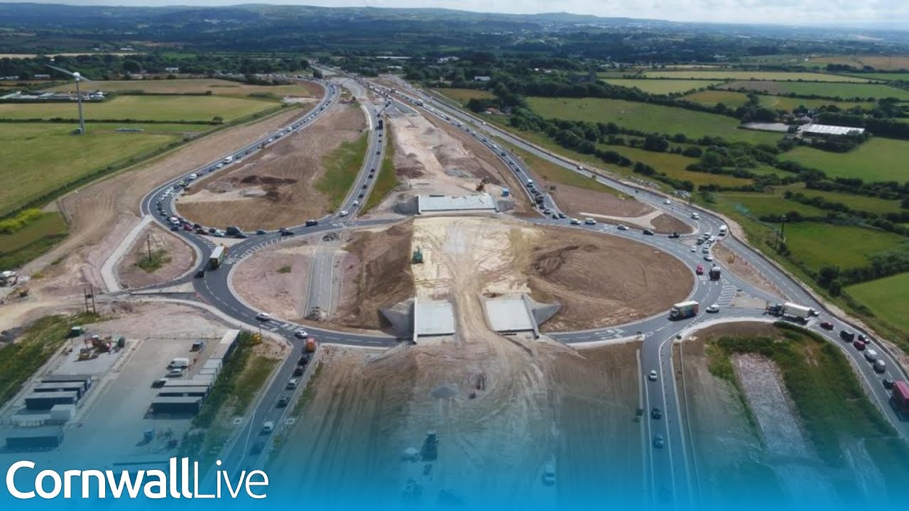 Drone video shows scale of new A30 Chiverton underpass - YouTube