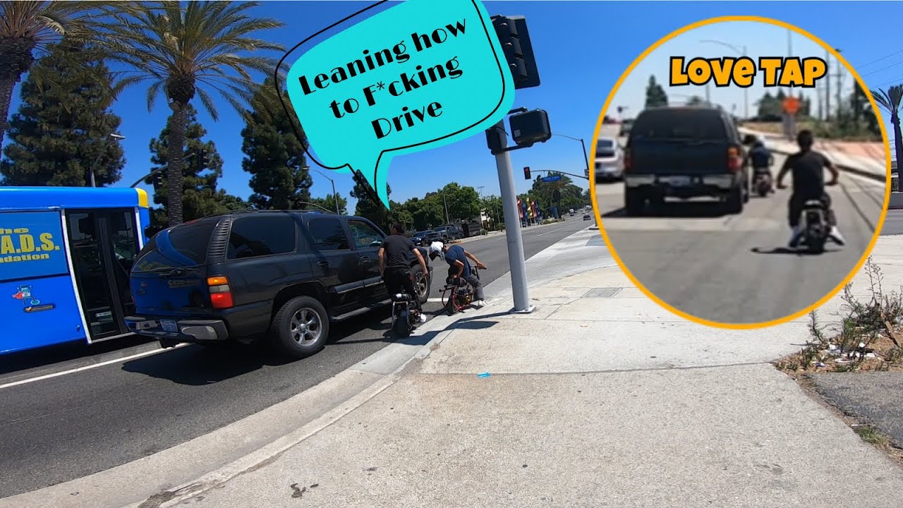 Car Bump Into Mini Bike Rider! He Got Cussed Out - YouTube