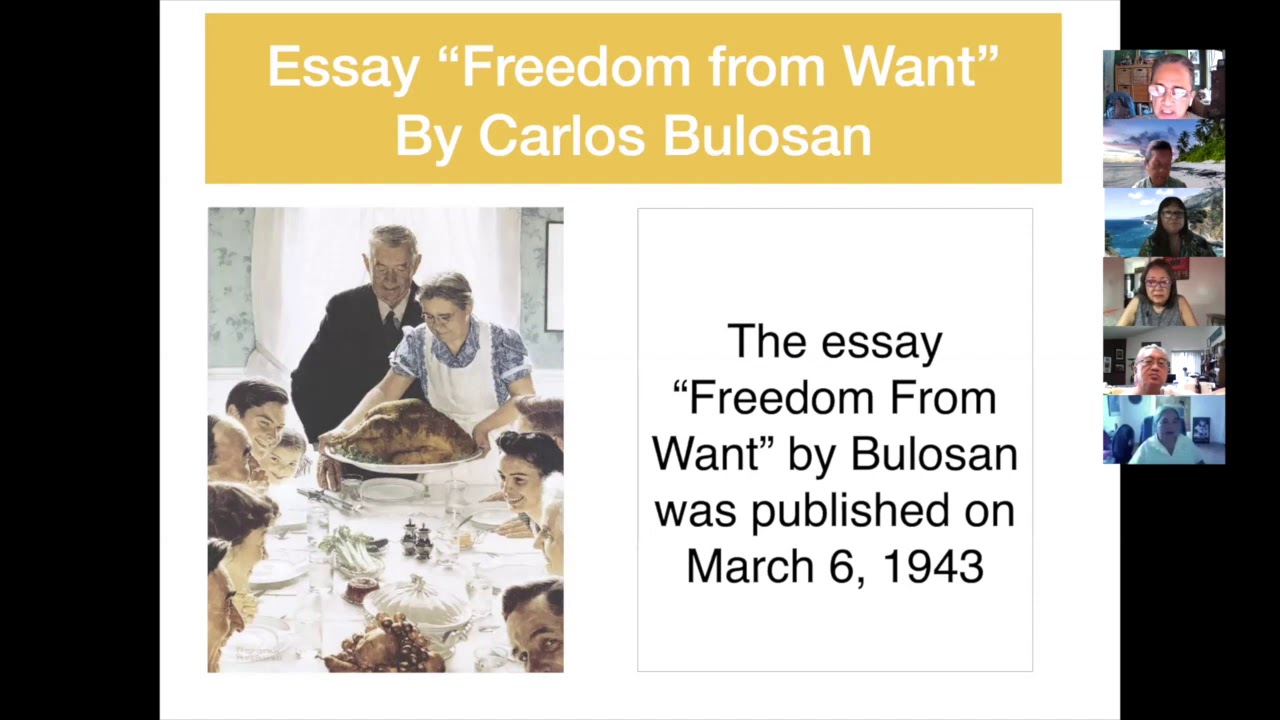 "Freedom from Want" an essay by Carlos Bulosan - YouTube