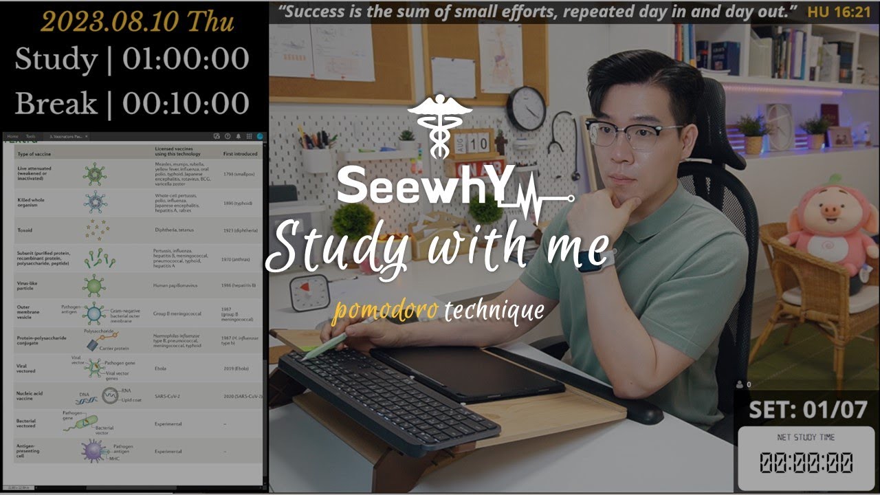 (23.08.10.THU) Study with me 👨🏻‍⚕️| 7 Hrs | Pomodoro Timer | 🔥🌊ASMR | SeewhY - YouTube
