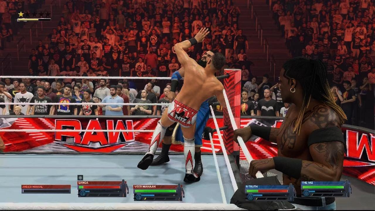 WWE 2K24 4 man tag team alongside jinder manhal - YouTube